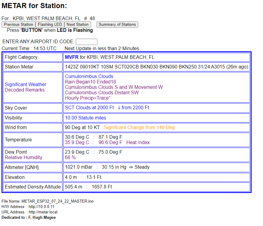 GitHub - Jpipe001/METAR: METAR Wall Chart with Station Decoding. Using ESP32 with Web Server to ...
