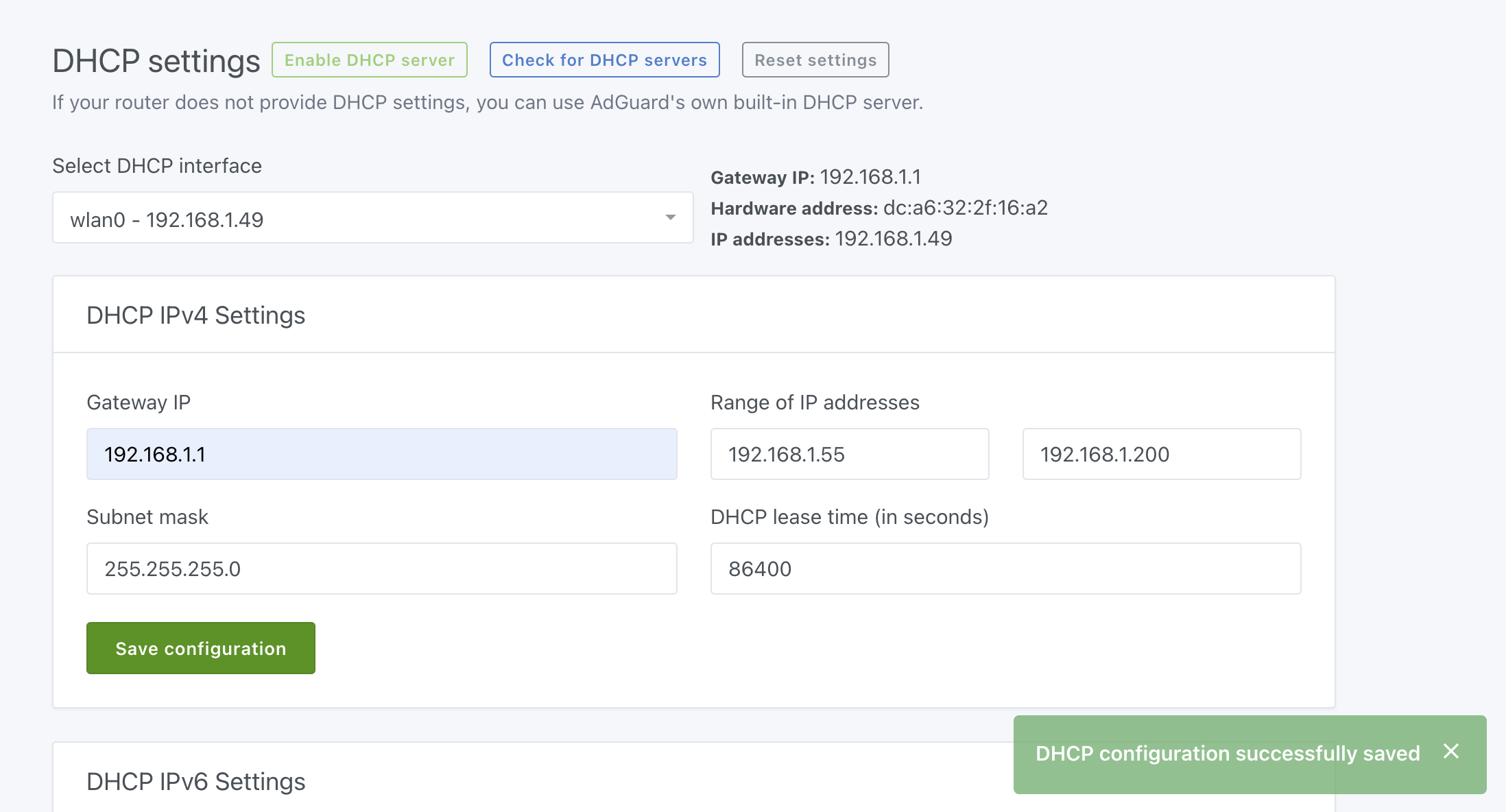 Cannot enable DHCP server using UI · Issue #5256 · AdguardTeam/AdGuardHome · GitHub