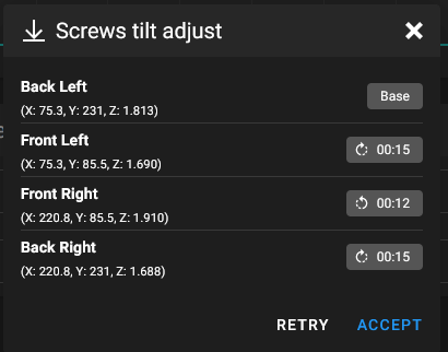 SCREWS_TILT_CALCULATE Menu · Issue #1184 · fluidd-core/fluidd · GitHub