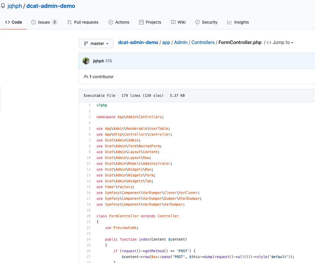 示例代码里的form控制器数据库保存数据成功，但是页面弹出保存失败提示 · Issue #561 · jqhph/dcat-admin · GitHub