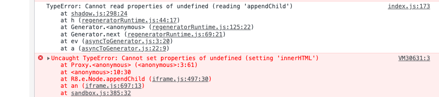子应用加载偶尔会出现startApp的错误回调， TypeError: Cannot read properties of undefined (reading 'appendChild ...