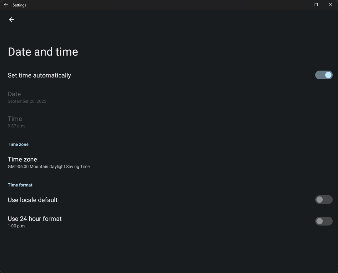 Time settings in WSA Android settings keep resetting · Issue #126 · microsoft/WSA · GitHub