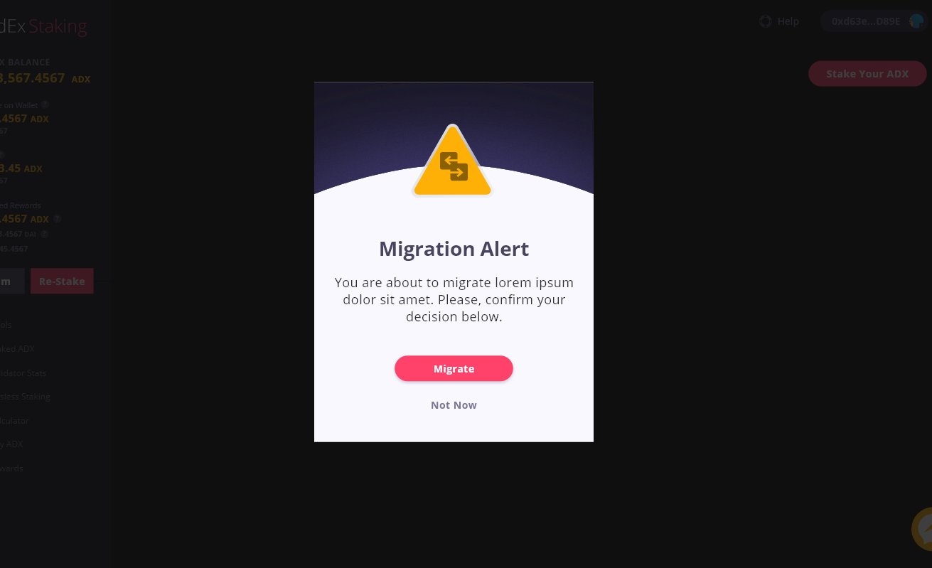 Migration modal · Issue #108 · AmbireTech/adex-staking · GitHub