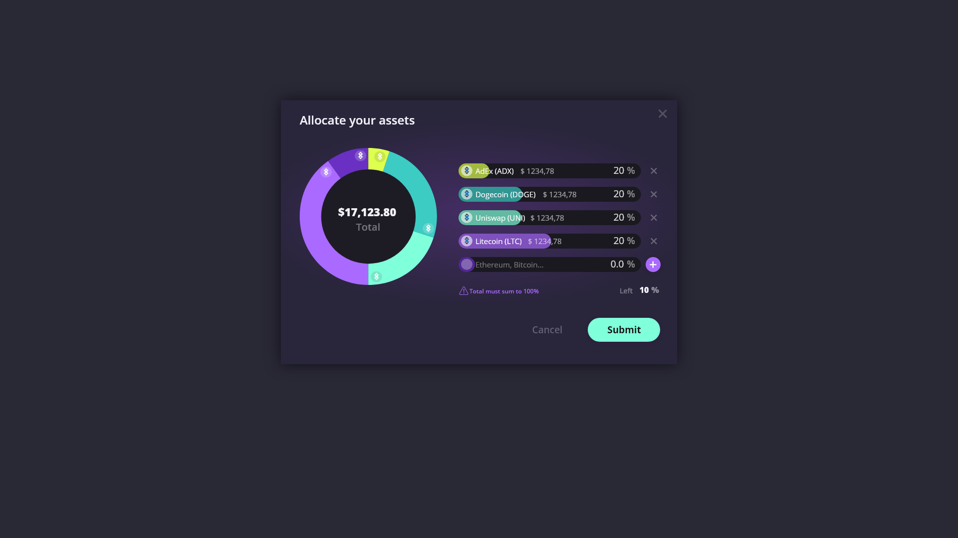 Design the diversification modal dialog · Issue #599 · AmbireTech/adex-platform · GitHub