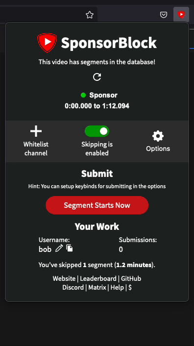 Scrollbars when you have SponsorBlock on overflow menu in Firefox ...