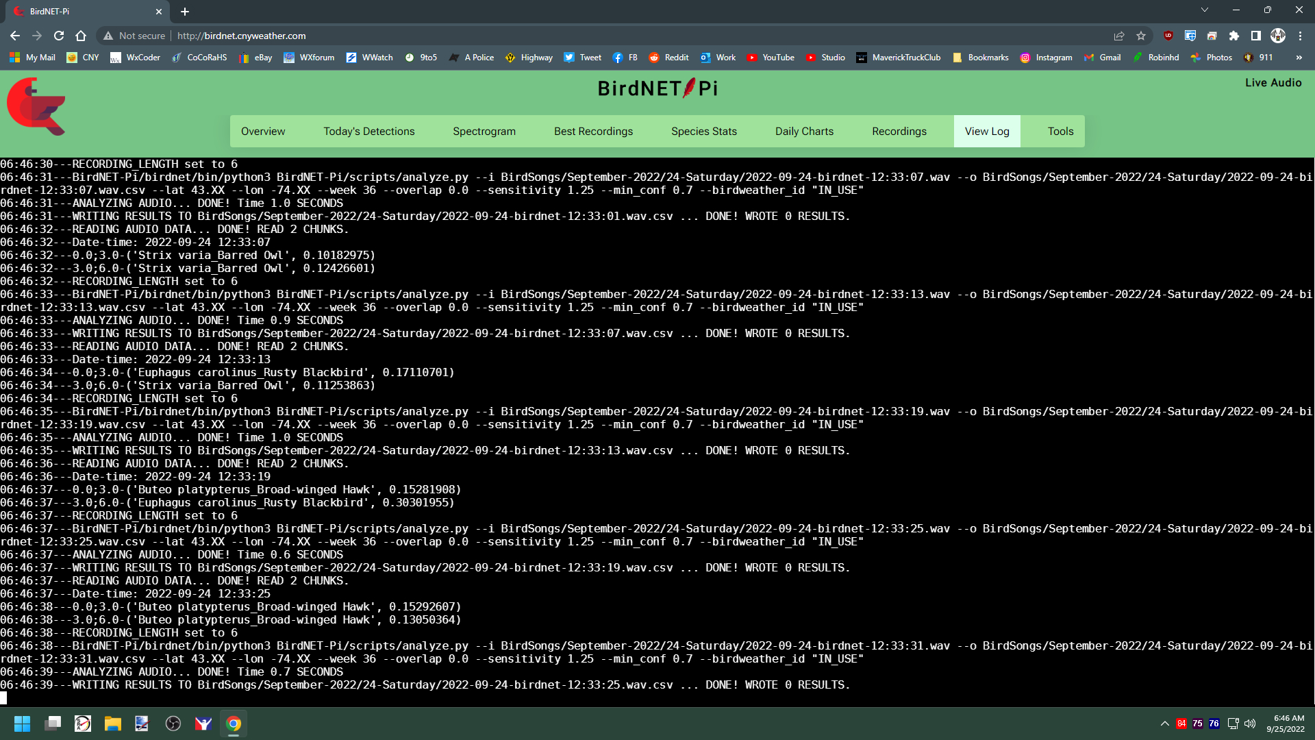 BirdNET-Pi log looks like it is a day behind · Issue #575 · mcguirepr89/BirdNET-Pi · GitHub