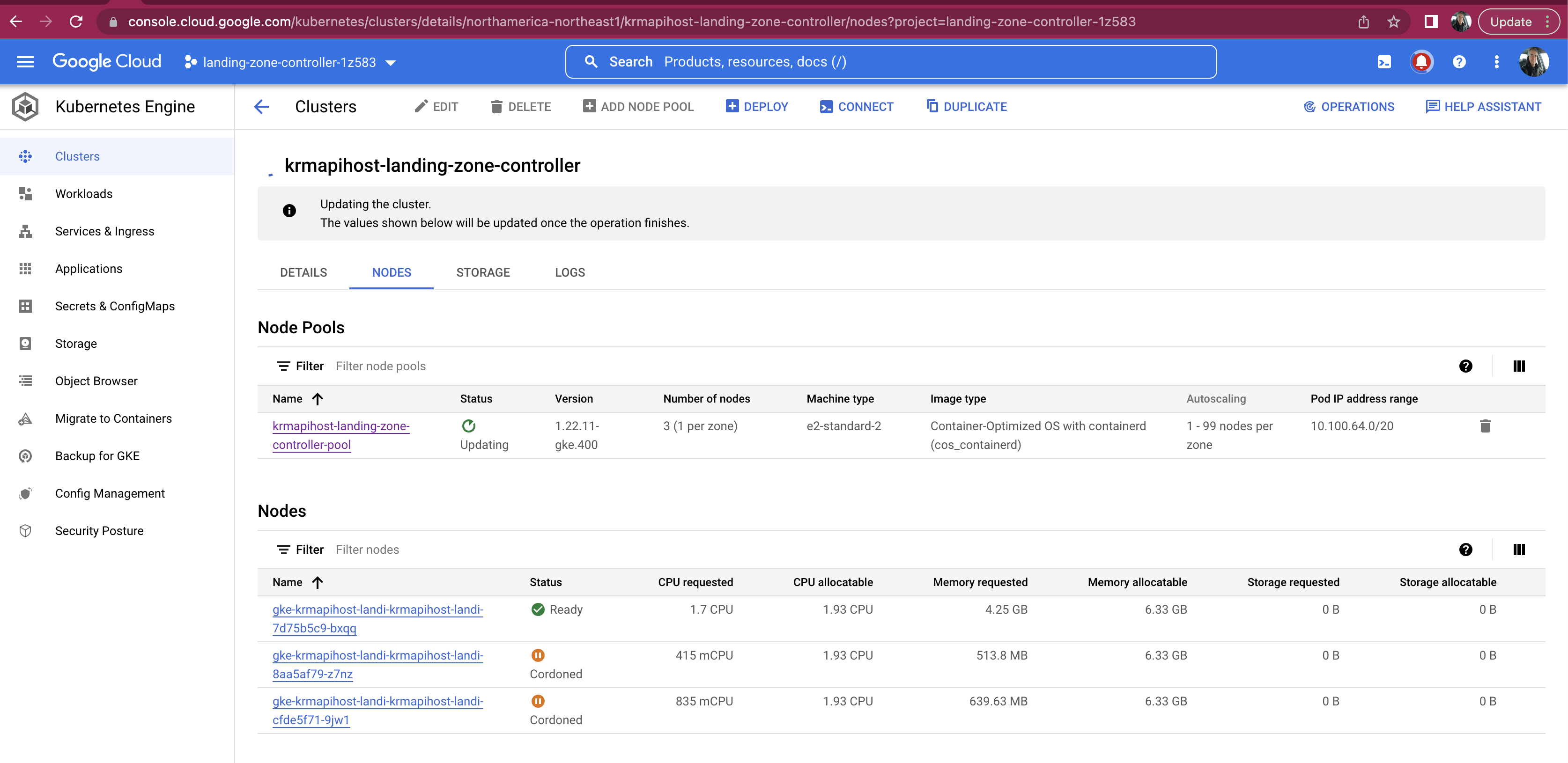 As a developer I need a single node GKE cluster down from the default 3 as part of overall ...