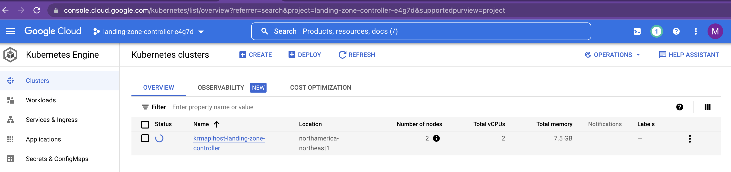 [BUG] Re-creating the CC GKE cluster after deploying the landing-zone solution requires removal ...