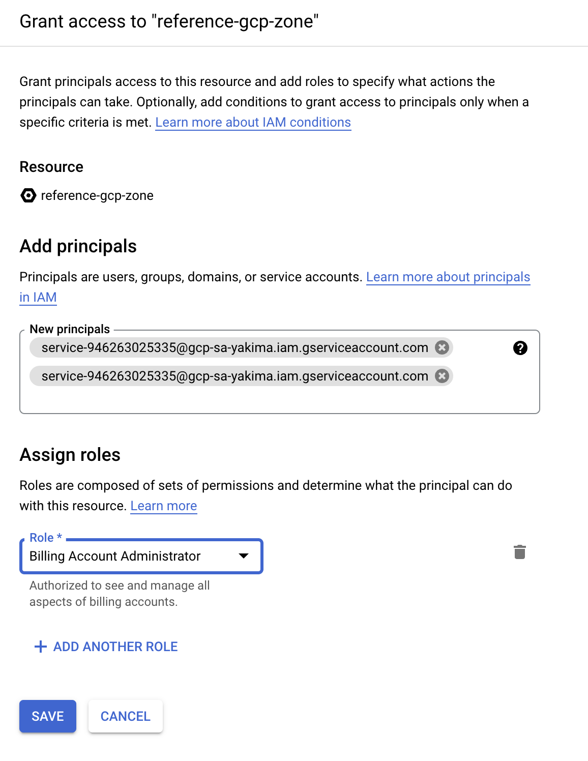 Add KCC yakima service account as Billing Account User for shared ...