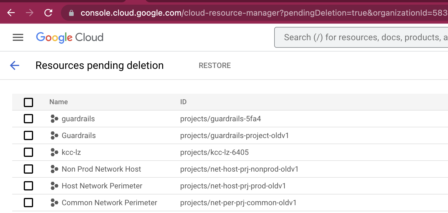 kpt live destroy landing-zone - leaves deleted project/billing intact ...
