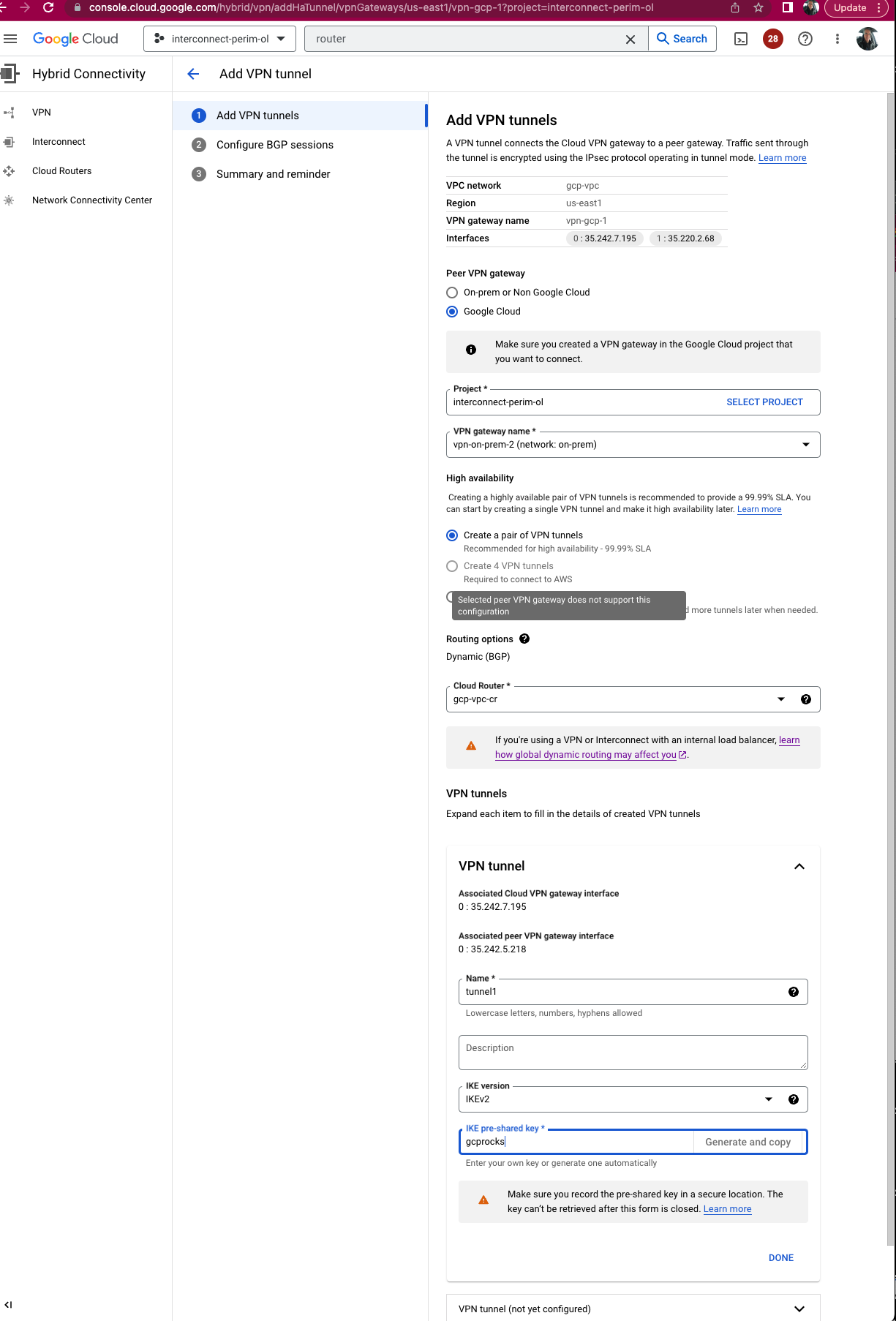 Prototype/yaml SCED/SC2G HA partner interconnect - cloud to ground for profile 5 and 6 · Issue ...
