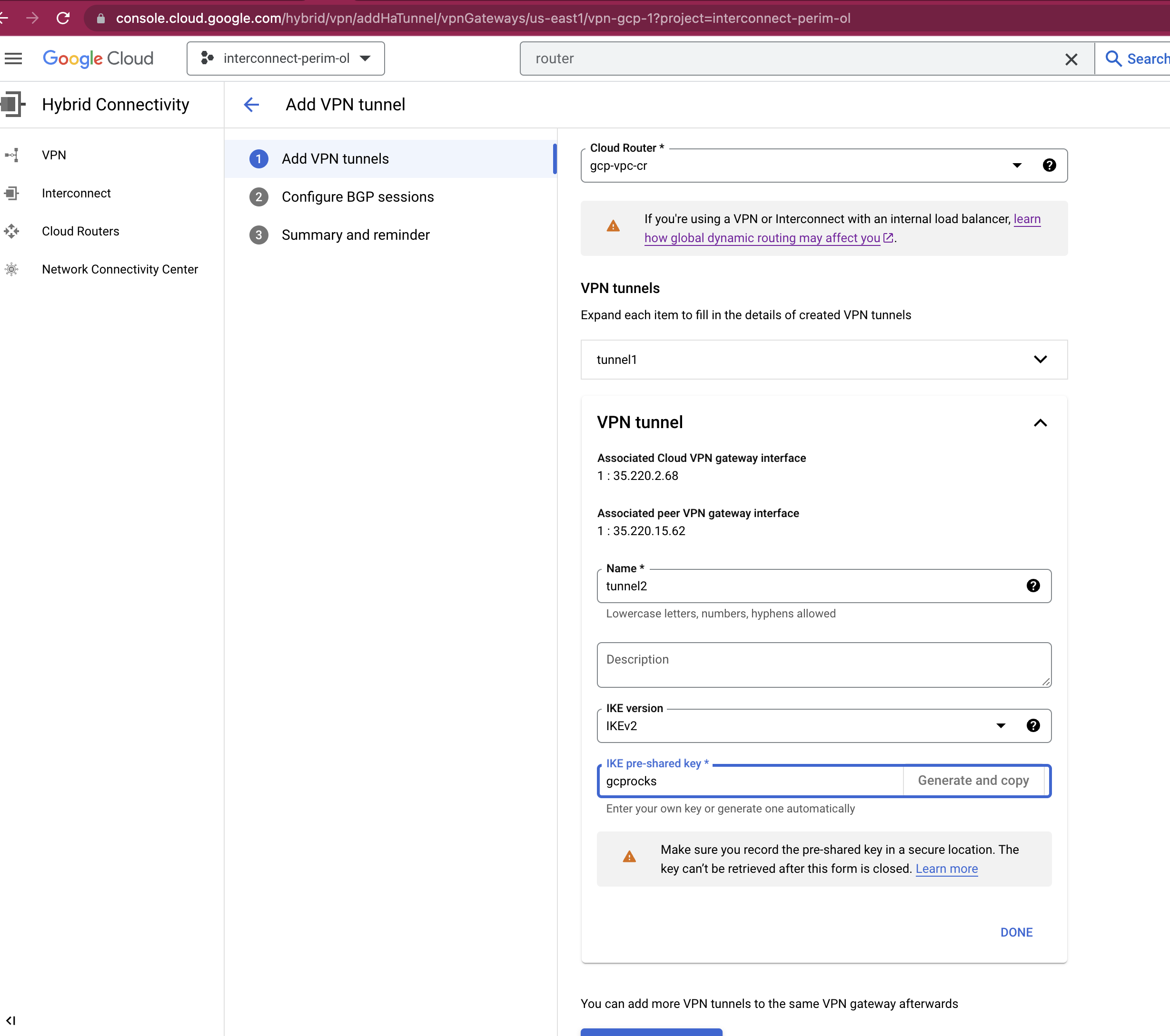 Prototype/yaml SCED/SC2G HA partner interconnect - cloud to ground for profile 5 and 6 · Issue ...
