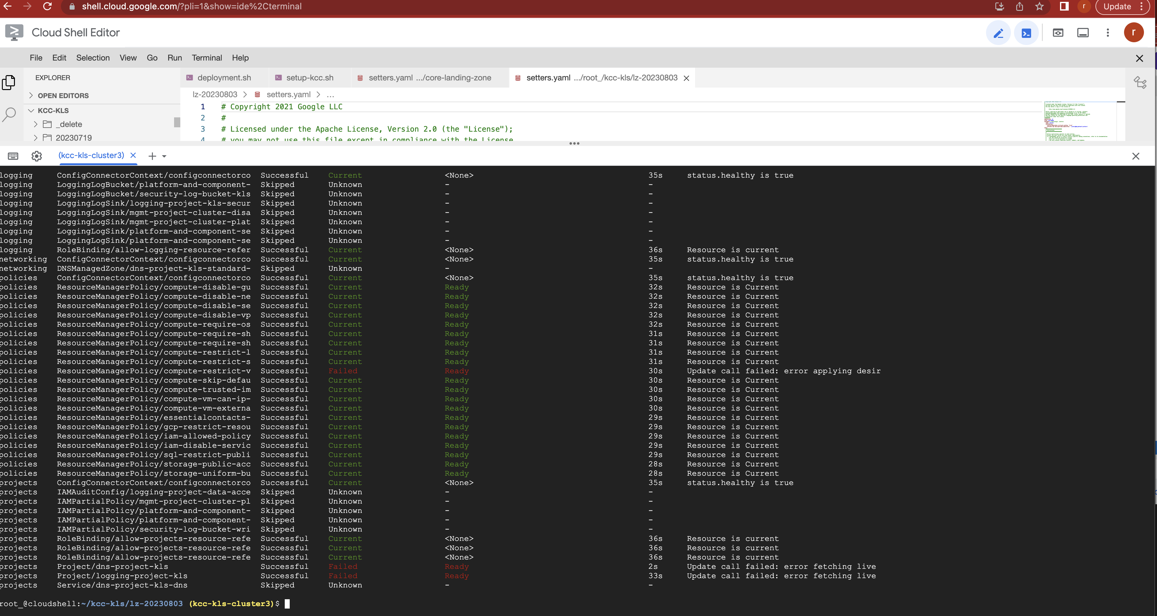 Day 0: non-managed client KCC onboarding (CC GKE cluster + (core-landing-zone + experimentation ...