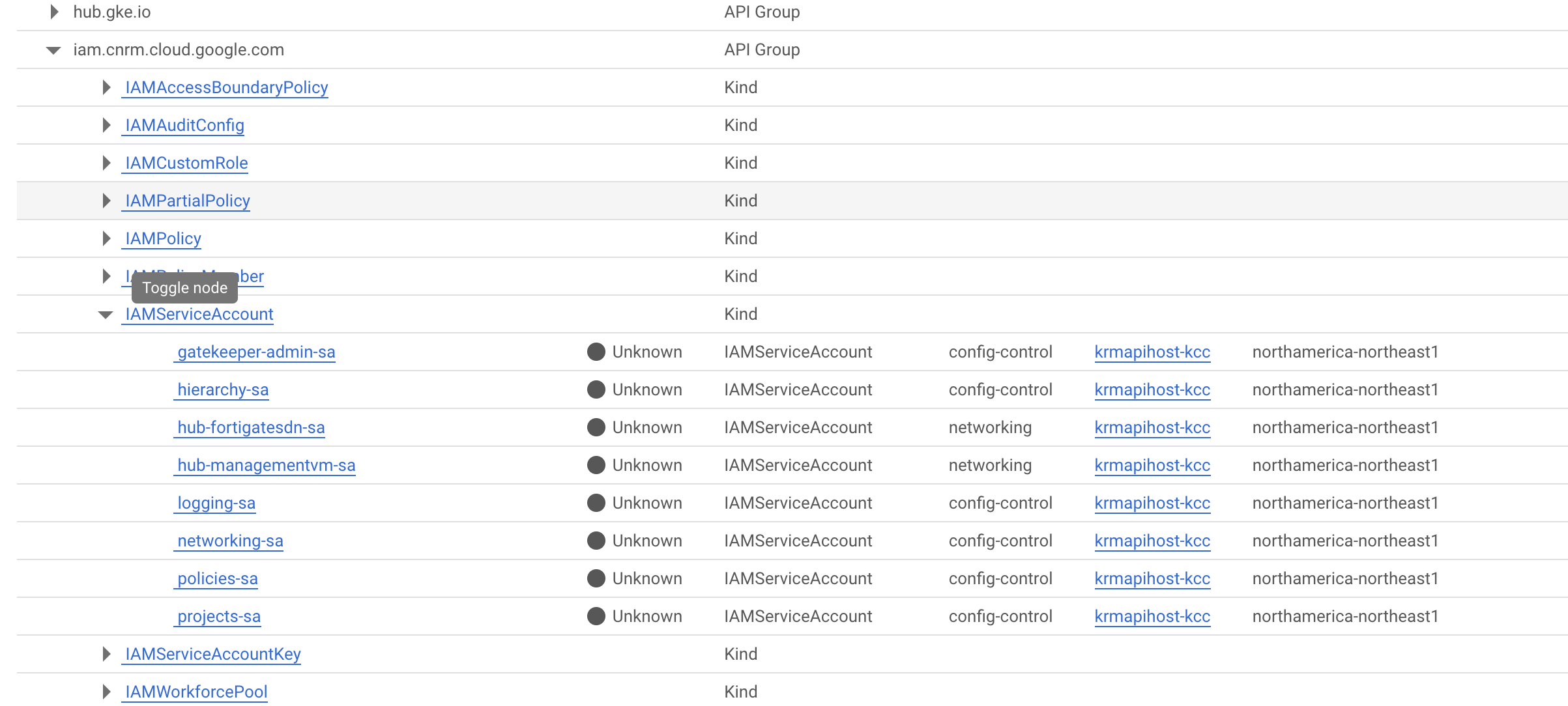 Regression: 1 of 3 namespaces in hub-env service-account.yaml is kpt-set to config-control ...