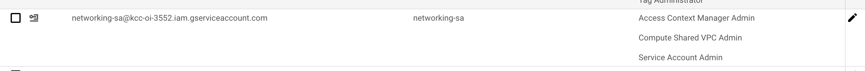 Regression: The networking-sa service account used by the hub-env requires the role roles ...