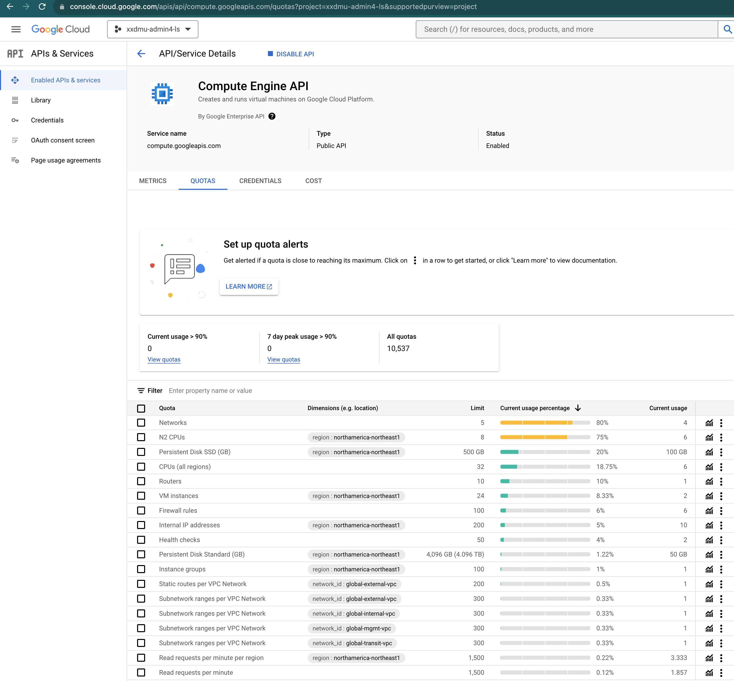 Increase quota for N2_CPUS for hub-env prior to deployment or switch to ...