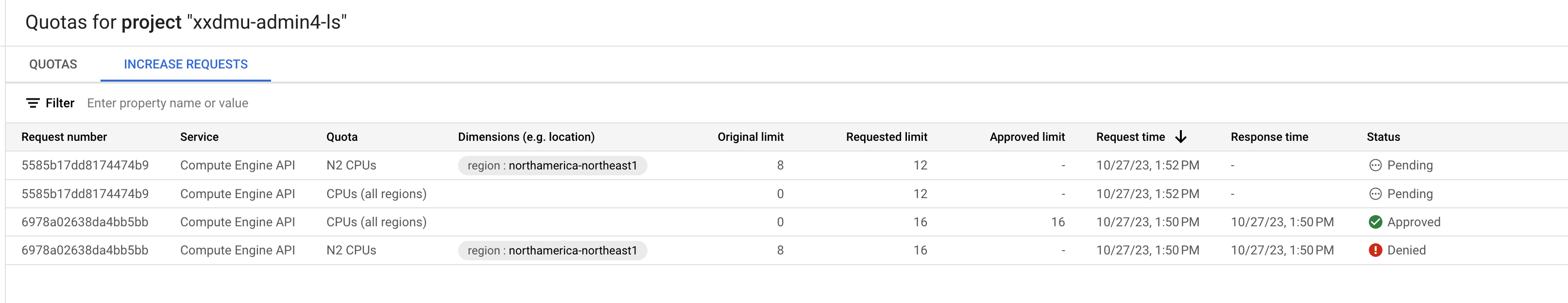 Increase quota for N2_CPUS for hub-env prior to deployment or switch to e2-standard-2 for ...