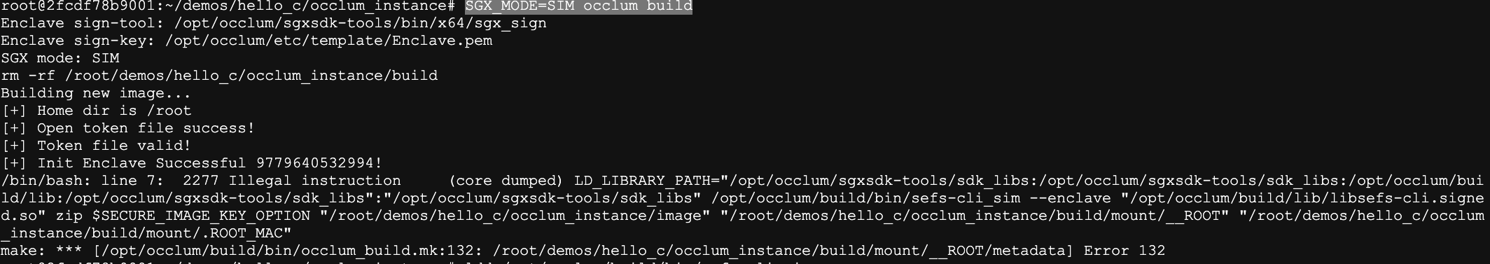 Bug Docker Occlumocclum0273 Ubuntu2004hellocsgxmodesim