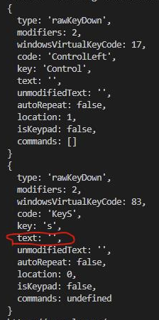 Native Automation: The "Ctrl+S" key combination produces the event.text ...