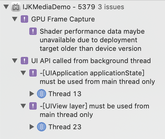 iOS demo真机运行卡顿 报错GPU Frame Capture和两个线程问题[UIApplication applicationState] · Issue #4725 ...