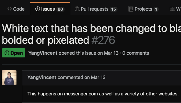 White text that has been changed to black looks slightly bolded or ...