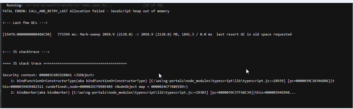 cypress crash when run lot of tests - JavaScript heap out of memory ...