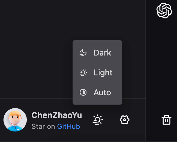 主题模式图标对应不正确 · Issue #125 · Chanzhaoyu/chatgpt-web · GitHub