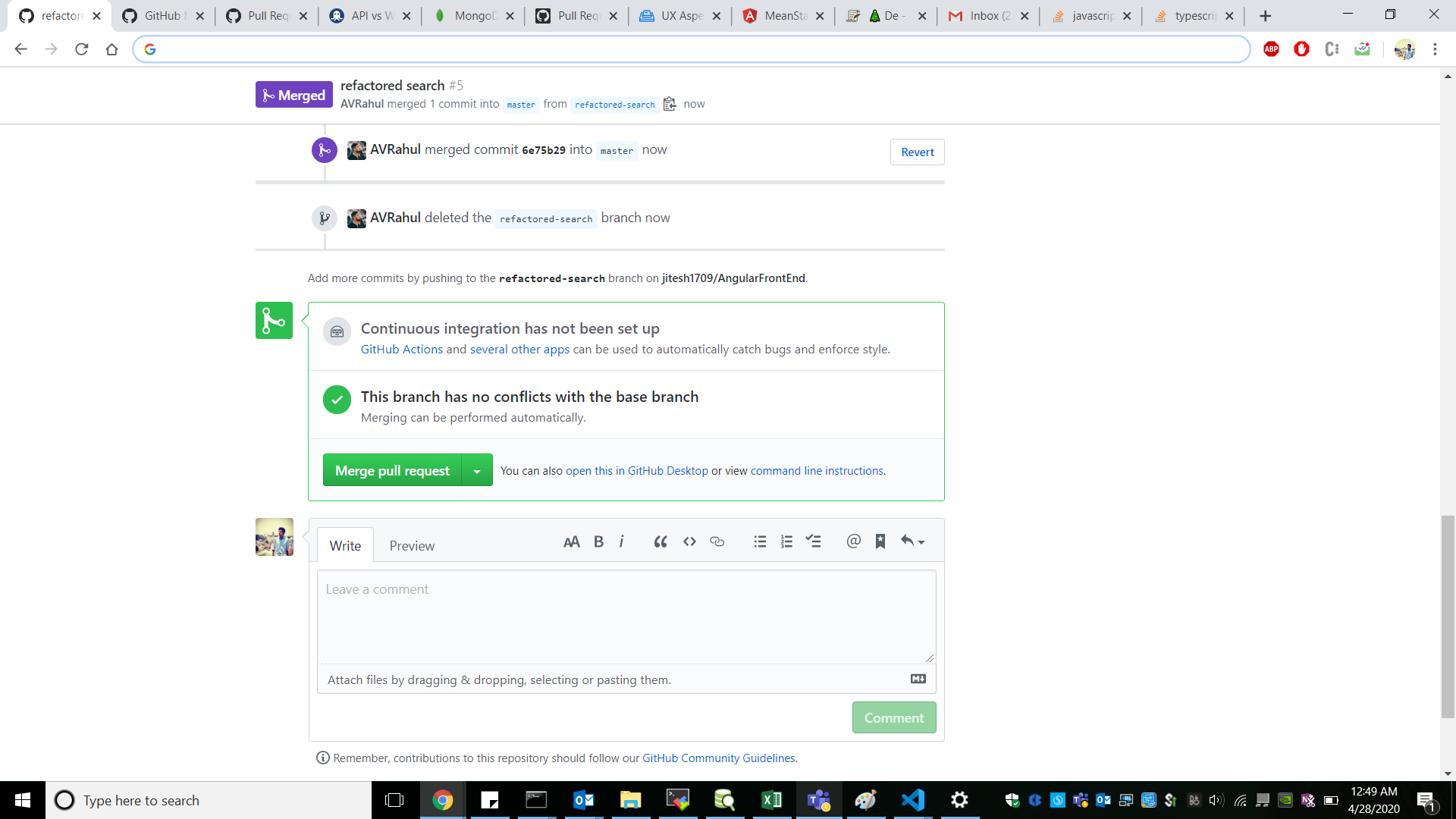 Merge Pull request button comes even after the PR is merged · Issue #15134 · adobe/brackets · GitHub