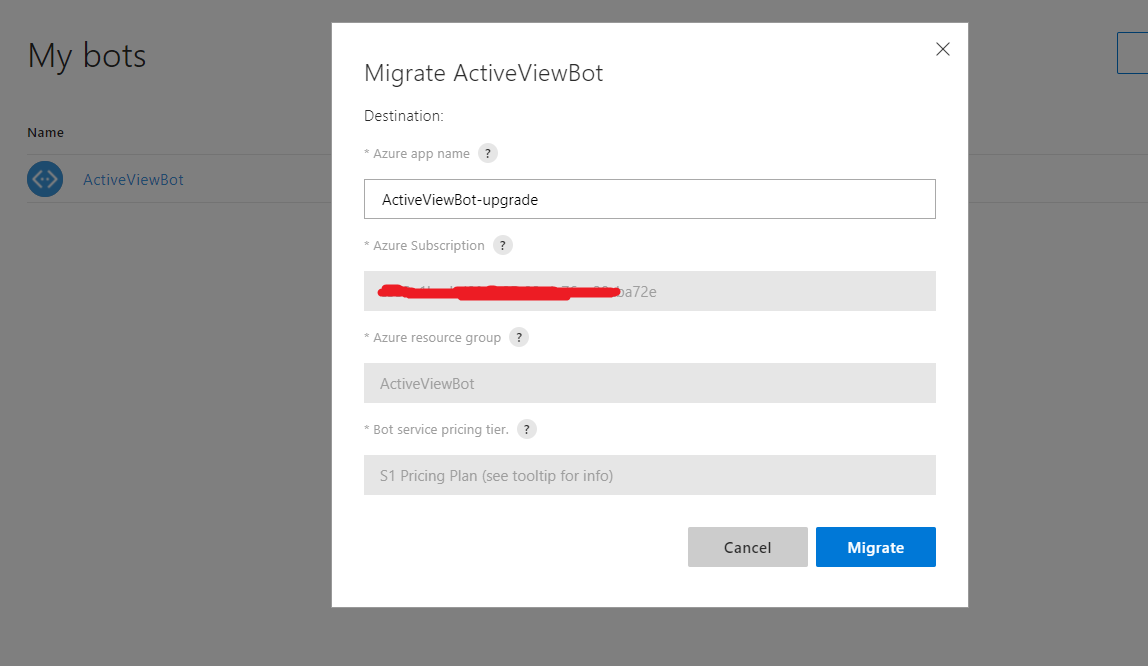 [Migration] Error 400 Azure Bot Migration · Issue #4400 · microsoft/botframework-sdk · GitHub