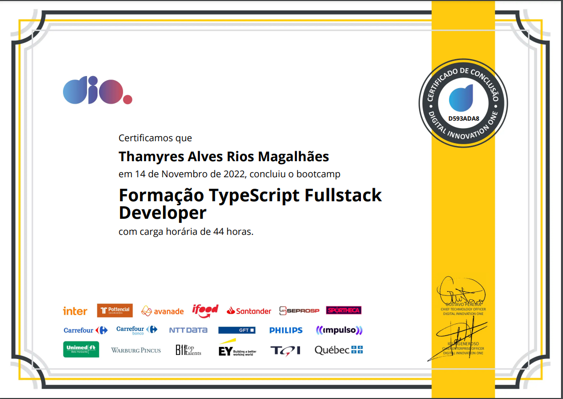 GitHub - Thamyresarm/dio-formacao-TypeScript: Repositório com o ...