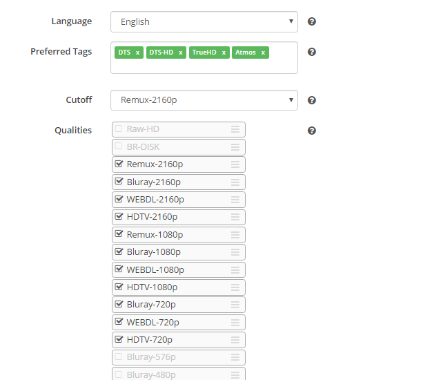Preferred Tags for each qualities · Issue #1798 · Radarr/Radarr · GitHub