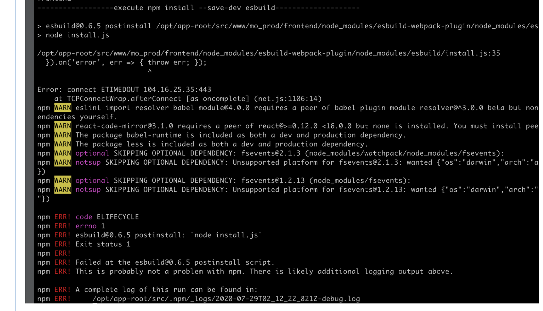 esbuild 安装有问题，无法安装，需要手动安装最新版。 · Issue #16 · sorrycc/esbuild-webpack-plugin · GitHub
