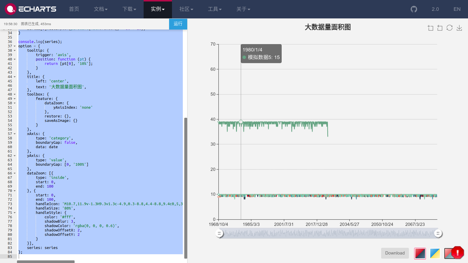 在数据量特别大（40w+）并使用Sampling的时候，tooltip会有信息缺失的问题 · Issue #7945 · apache/echarts · GitHub