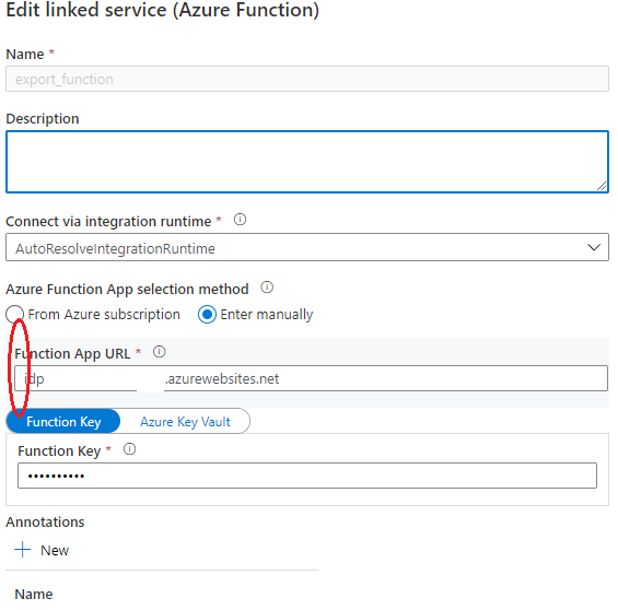 Configuration Of Url For Azurermdatafactorylinkedserviceazurefunction Does Not Work