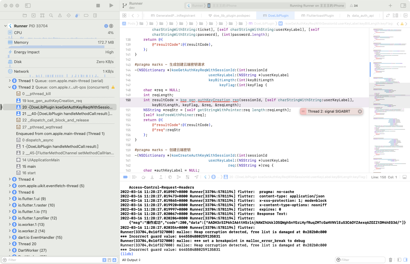 iOS channel ,signal SIGABRT somewhere · Issue #100189 · flutter/flutter · GitHub