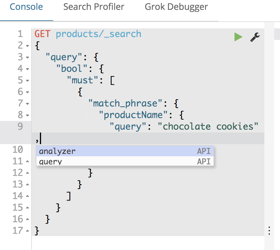 Kibana Console Autocomplete not working for extended match and match_phrase · Issue #10264 ...