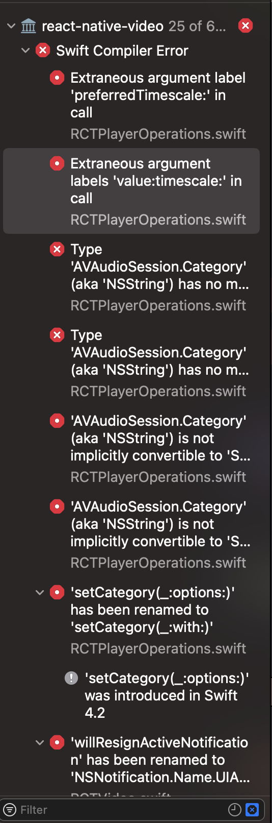 Build failed react-native-video swift compile error on IOS react-native version 0.69.4 · Issue ...