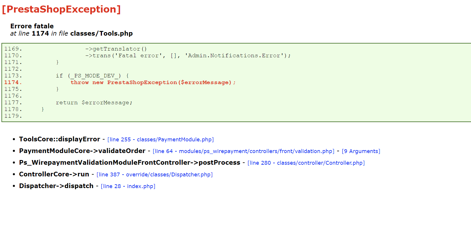 PS_WIREPAYMENT order validation fatal error · Issue #19771 · PrestaShop/PrestaShop · GitHub
