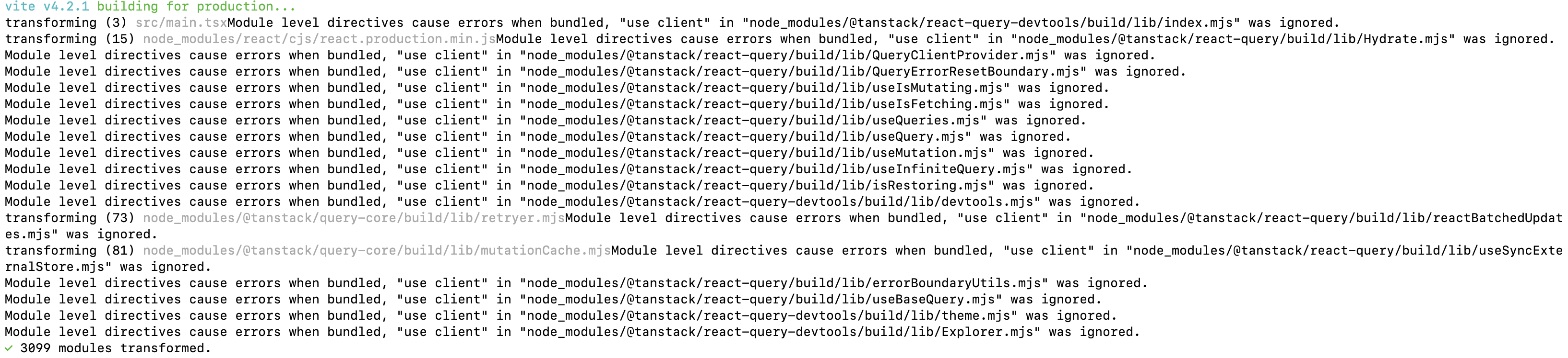Module level directives cause errors when bundled, "use client" · Issue #5216 · TanStack/query ...