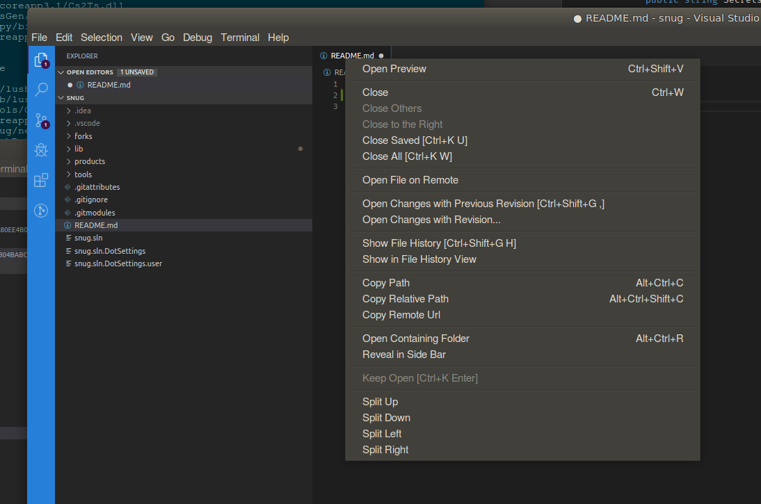 Add "Compare with Saved" to context menu of tabs · Issue #87724 ...