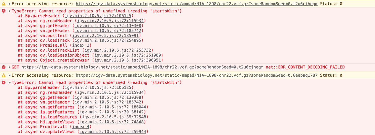 variant track, locally served (CORS + ranges supported): "Error accessing resource" · Issue ...