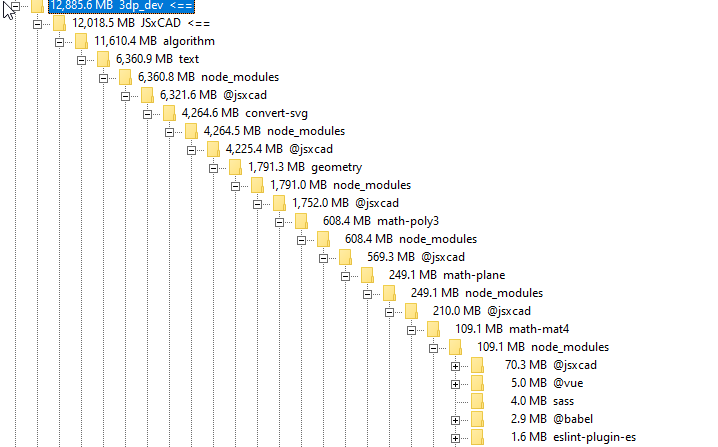 circular dep in node modules 12GB · Issue #1122 · jsxcad/JSxCAD · GitHub
