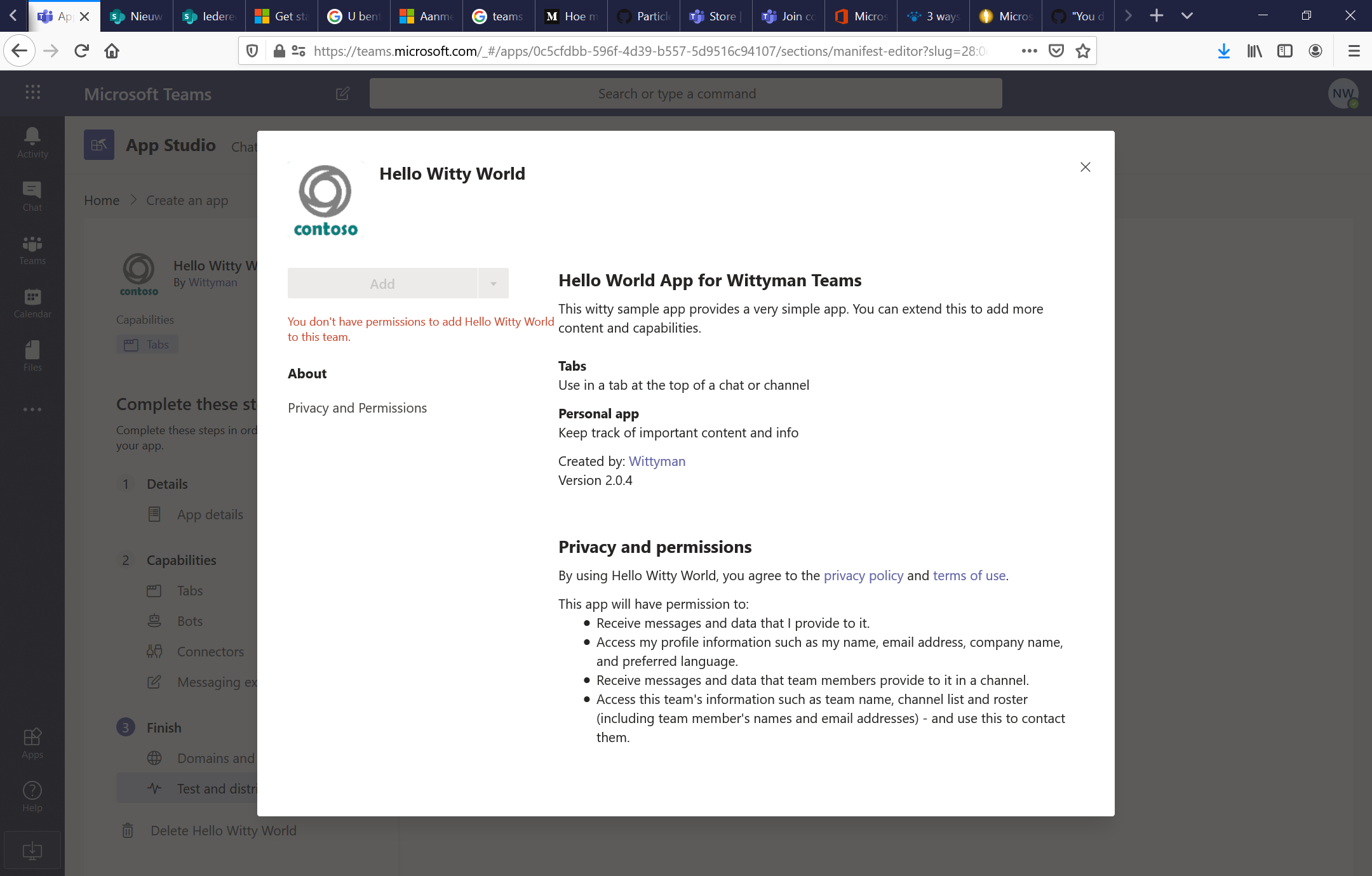 Not Authorized No Permissions · Issue 1235 · Microsoftdocsmsteams Docs · Github