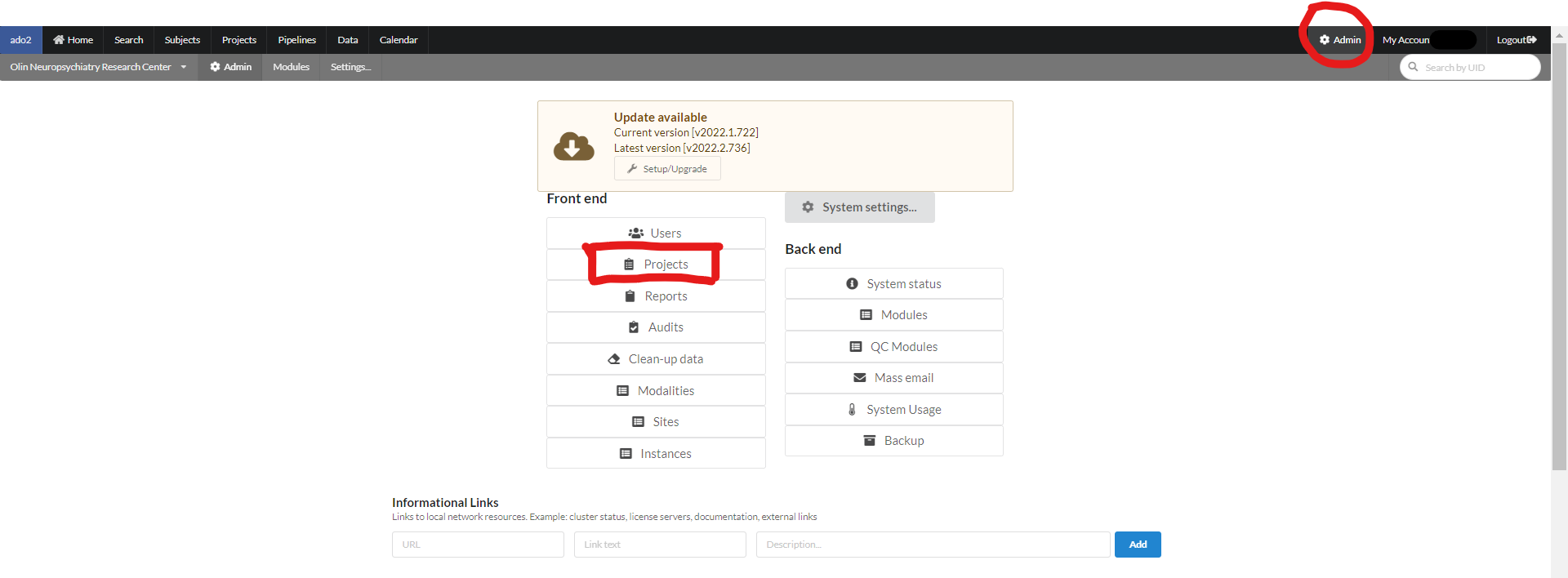 Managing projects - NiDB Documentation