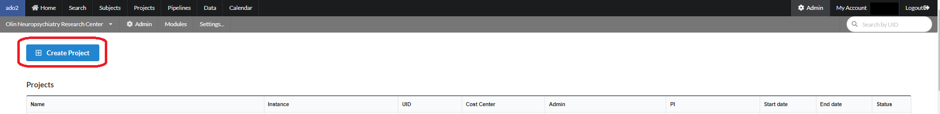 Managing projects - NiDB Documentation