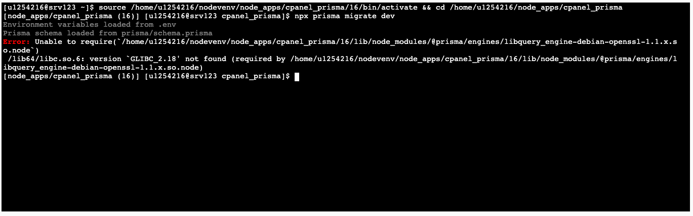 I build a express app with prisma, and upload to cpanel hosting, then ...