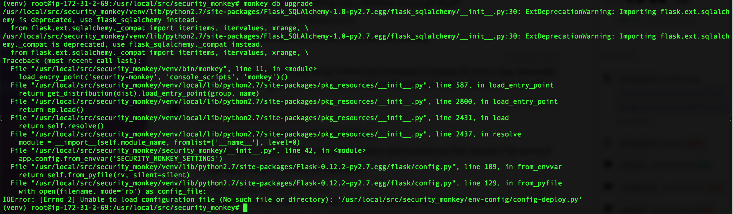 Monkey command does not run · Issue #768 · Netflix/security_monkey · GitHub