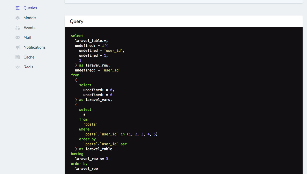 Query Doesnt Show The Sign · Issue 569 · Laraveltelescope · Github