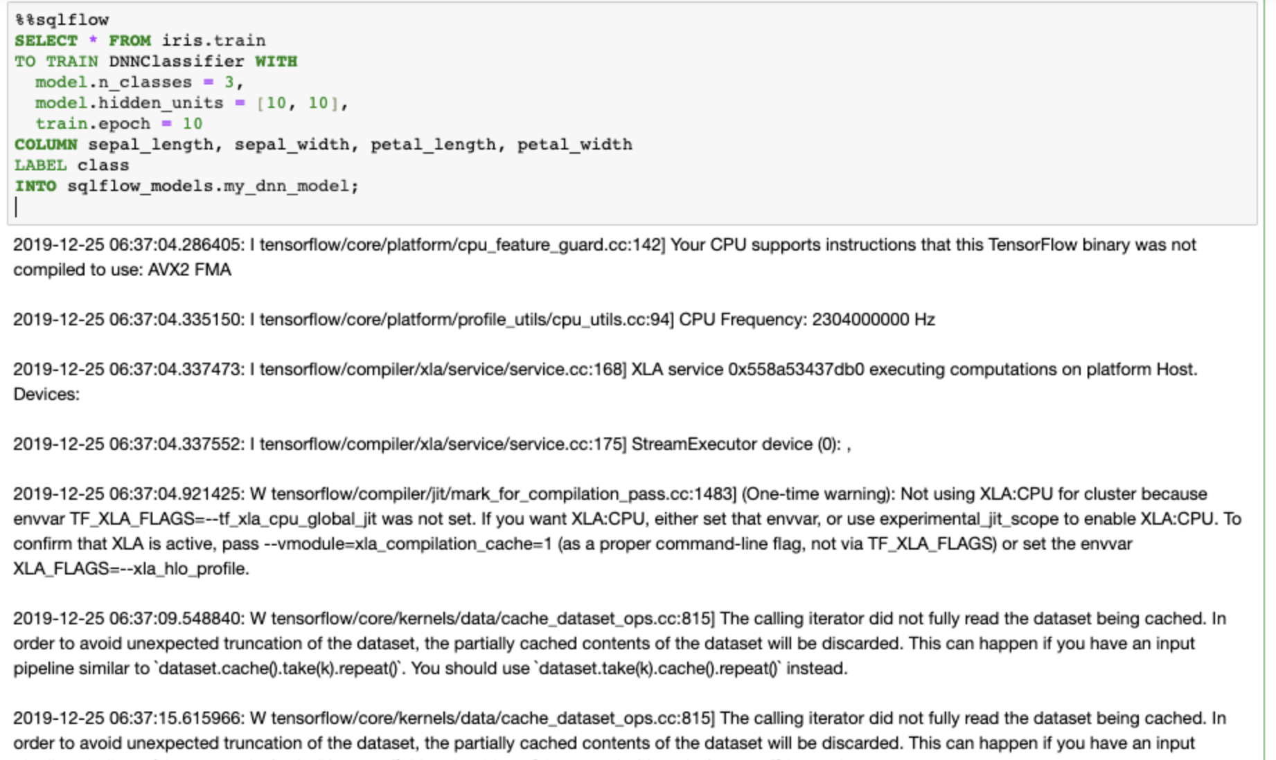 Excessive Model Training Log Output · Issue 1534 · Sql Machine Learningsqlflow · Github