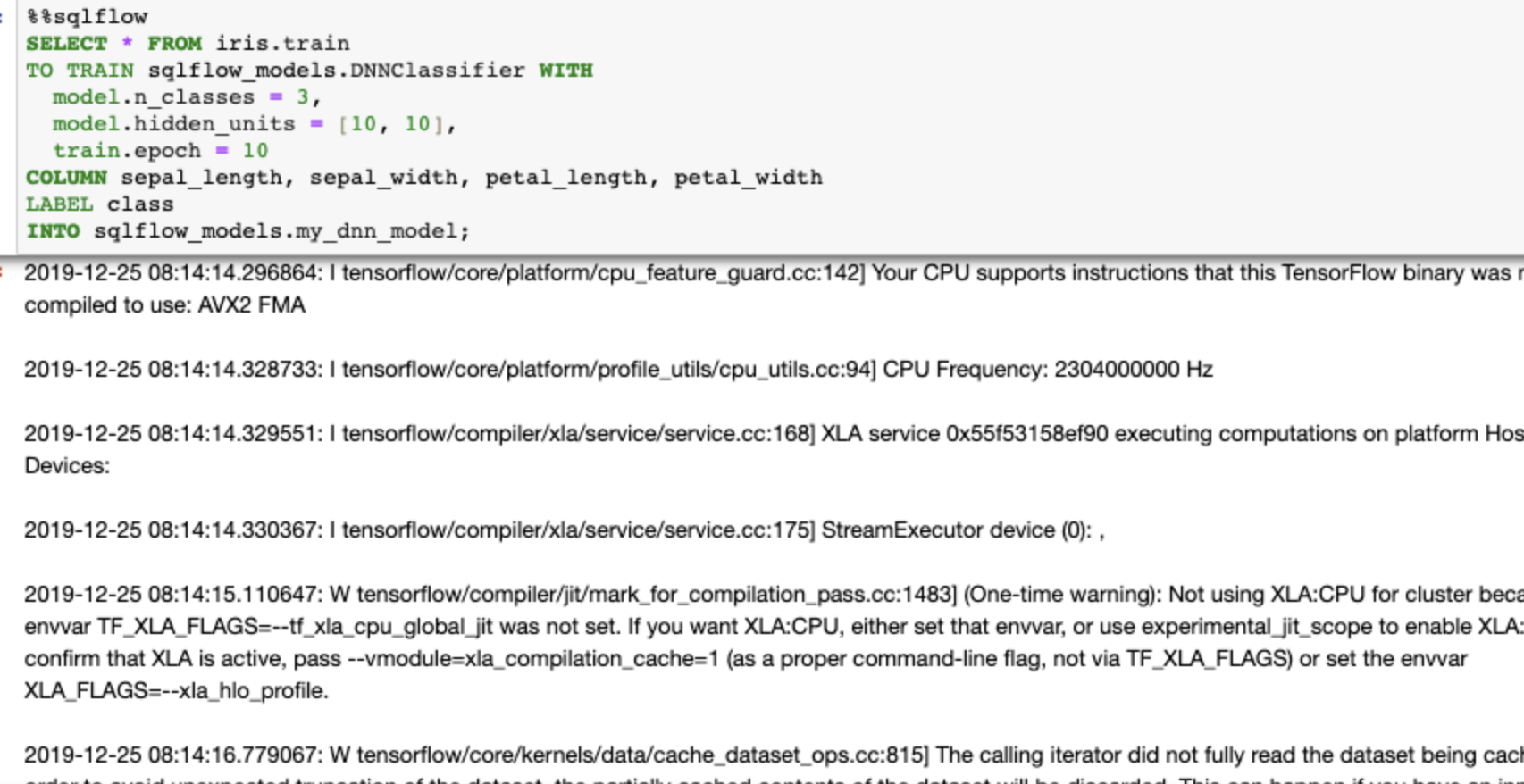 Excessive Model Training Log Output · Issue 1534 · Sql Machine Learningsqlflow · Github